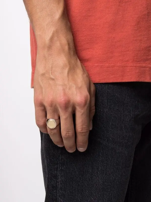 Tom Wood Golden Top Oval Signet Ring - Silver