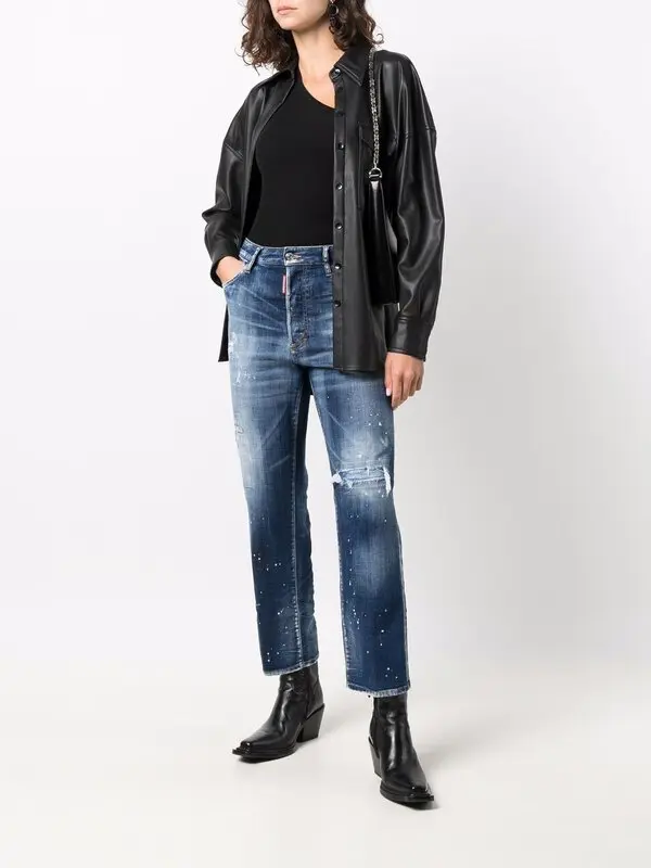 Dsquared2 Distressed Boyfriend Jeans - Blue