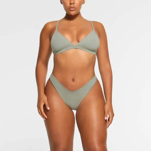 SKIMS Dipped Thong | Green | | Cotton Jersey - Mineral