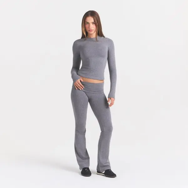 SKIMS Cotton Jersey Long Sleeve T-shirt - Dark Heather Grey