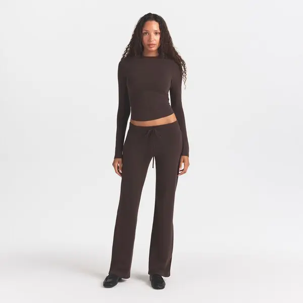 SKIMS Cotton Jersey Long Sleeve T-shirt - Espresso