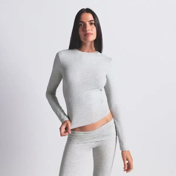 SKIMS Long Sleeve T-shirt - Light Heather Grey