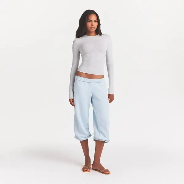 SKIMS Cotton Jersey Long Sleeve T-shirt - Light Heather Grey