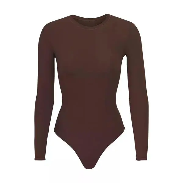 SKIMS Fits Everybody Long Sleeve Crew Neck Bodysuit - Cocoa