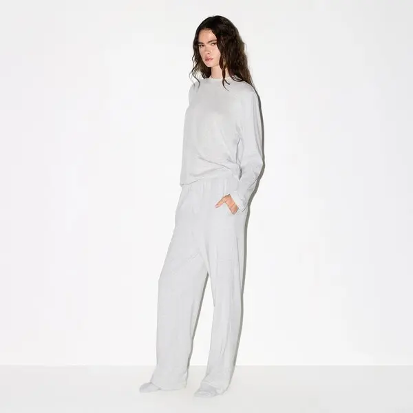 SKIMS Boyfriend Long Sleeve T-shirt - Light Heather Grey