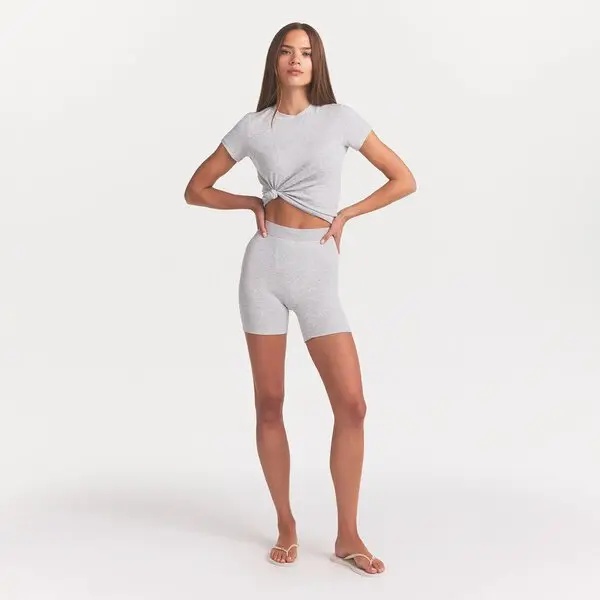 SKIMS Cotton Rib Boxer - Light Heather Grey
