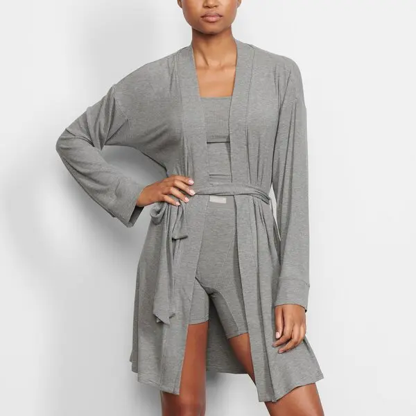 SKIMS Soft Lounge Robe - Heather Grey