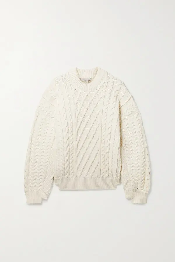 Stella McCartney Net Sustain Oversized Cable-knit Organic Cotton-blend Sweater
