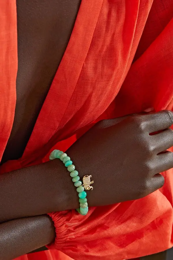 SYDNEY EVAN Elephant Chrysoprase And Diamond Bracelet