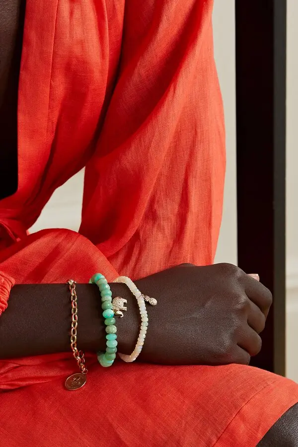 SYDNEY EVAN Elephant Chrysoprase And Diamond Bracelet