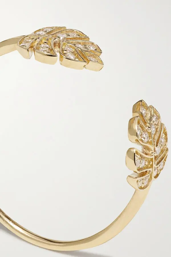 SYDNEY EVAN Tiny Monstera Leaf Diamond Ring