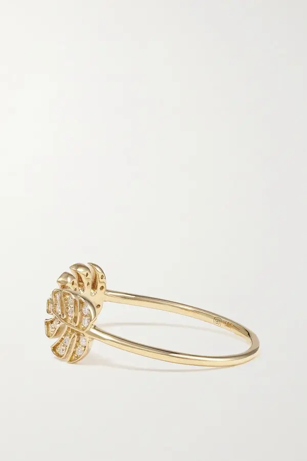 SYDNEY EVAN Tiny Monstera Leaf Diamond Ring