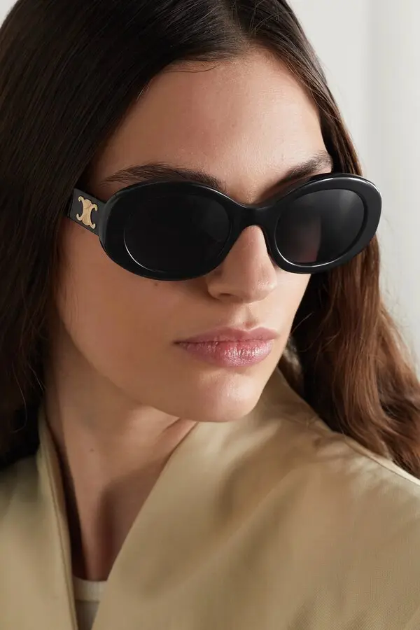 Celine Triomphe Oval Sunglasses - Black