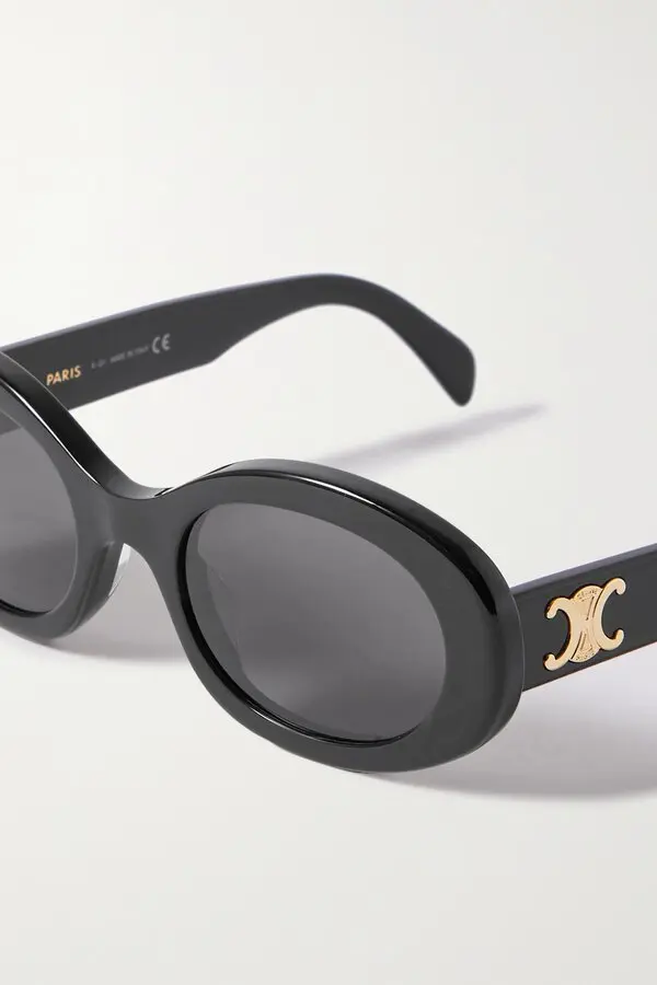 Celine Triomphe Oval Sunglasses - Black