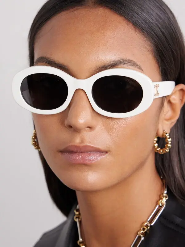 Celine Triomphe Oval Sunglasses - White