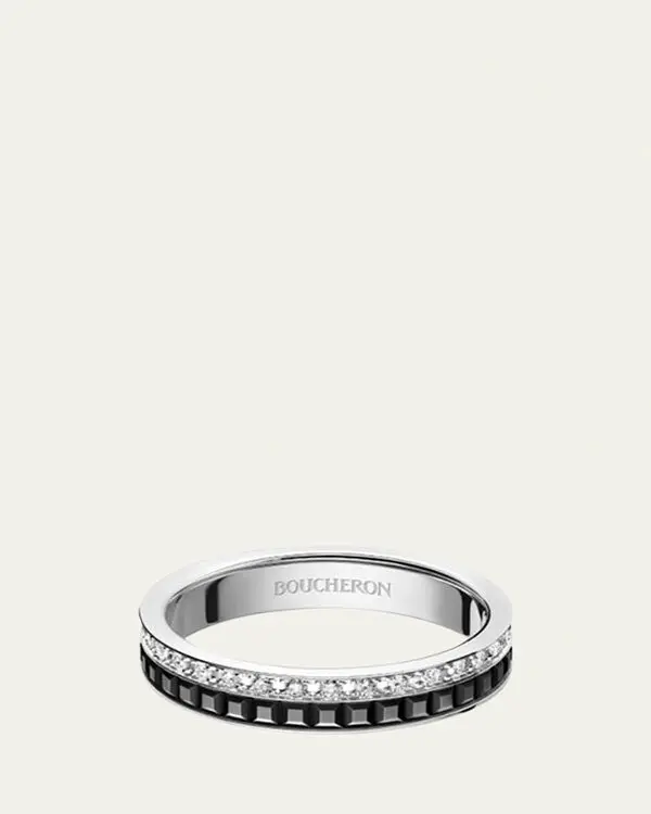 Boucheron Quatre Wedding Band In With Diamonds And Black Pvd - White Gold