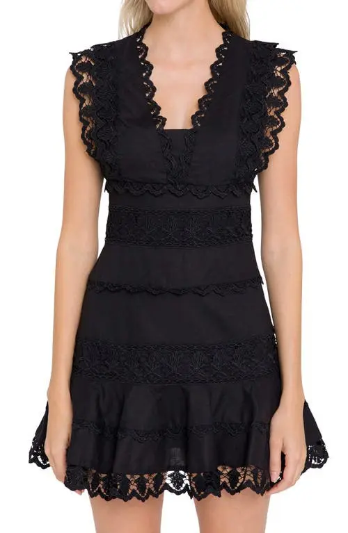 Endless Rose Plunge Neck Tiered Lace Dress