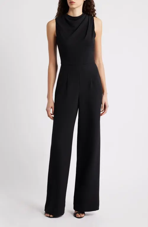 Black Halo Corrine Draped Bodice Wide Leg Jumpsuit - Black