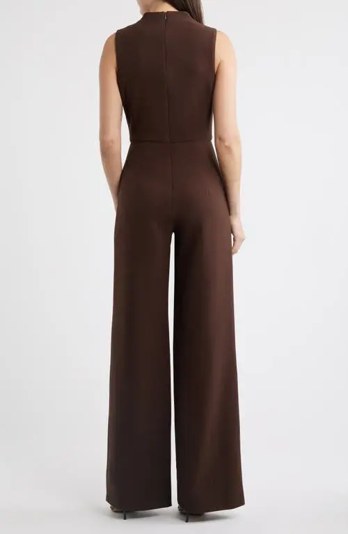 Black Halo Corrine Draped Bodice Wide Leg Jumpsuit - Espresso