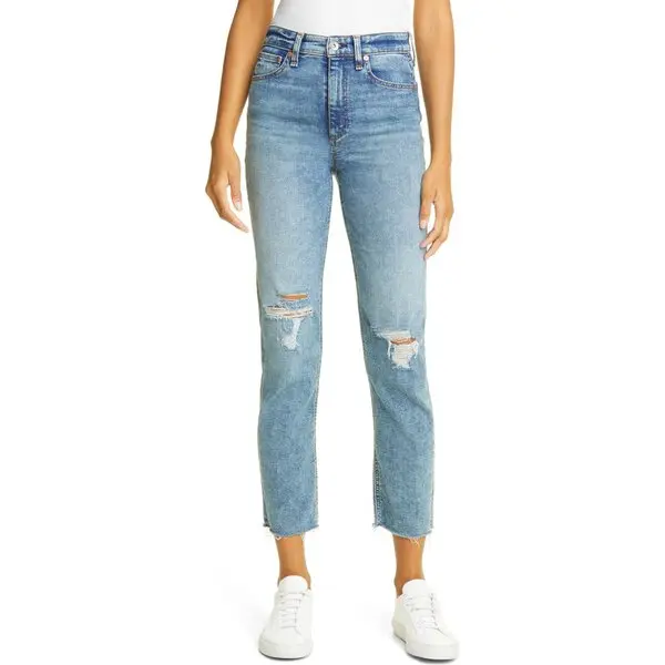 Rag & Bone Nina Ripped High Waist Ankle Cigarette Jeans
