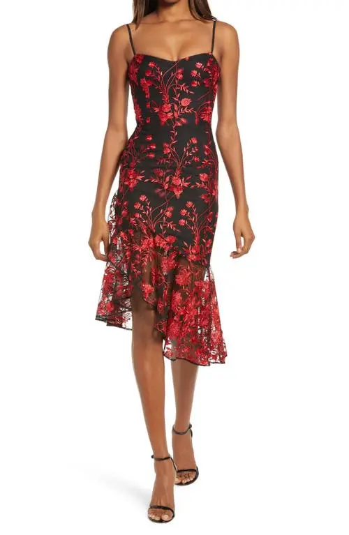 Dress The Population Cantrelle Asymmetrical Hem Cocktail Dress