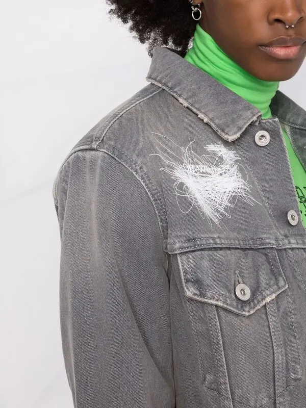 Off-White Arrows Motif Denim Jacket - Grey