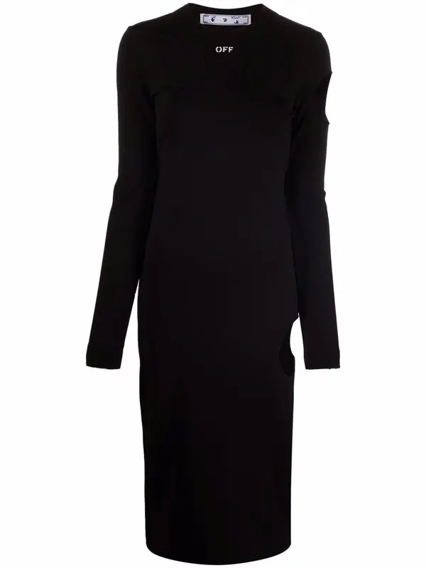 Off-White Meteor Logo Knitted Midi Dress