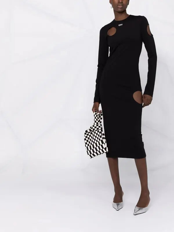 Off-White Meteor Logo Knitted Midi Dress