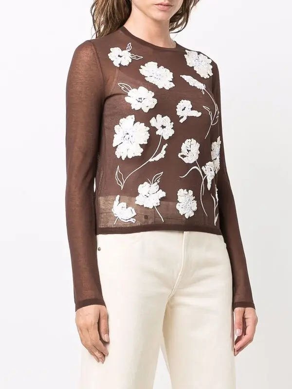 Tory Burch Floral-embroidered Knit Top