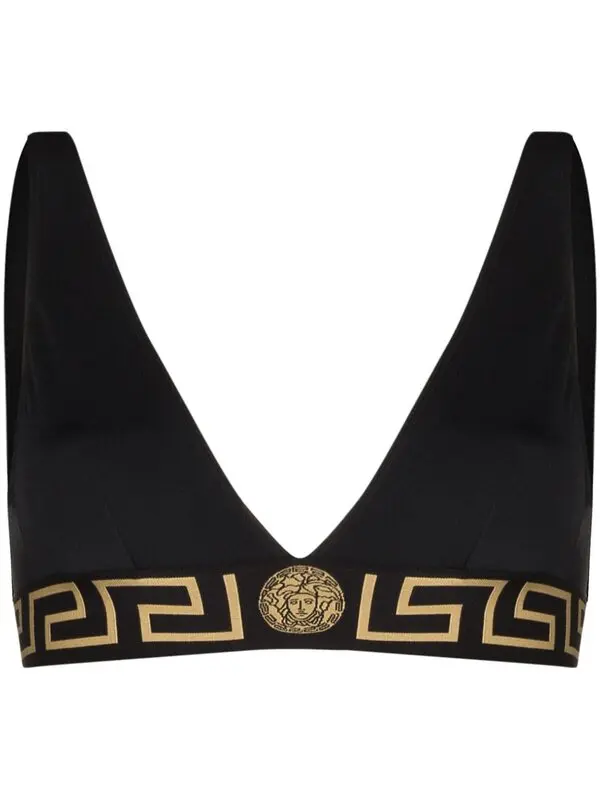 Versace Greca Border Bikini Top - Black