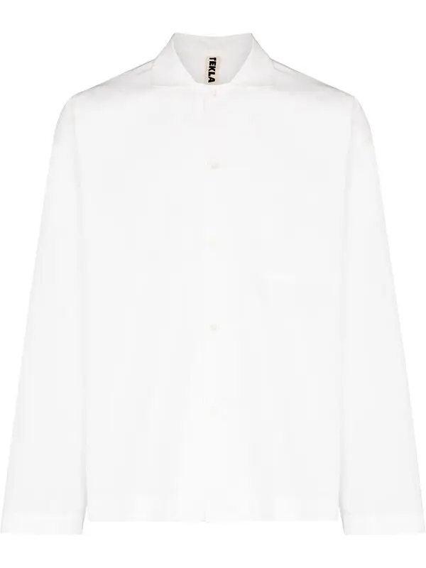 TEKLA Buttoned Poplin Pajama Shirt - White