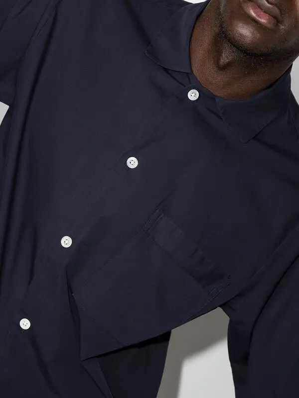 TEKLA Long-sleeve Poplin Pajama Shirt - Blue