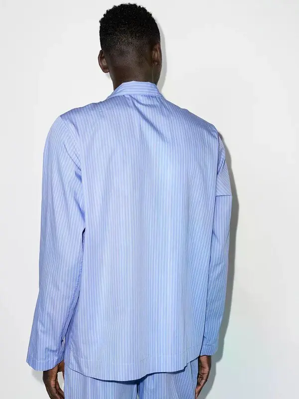 TEKLA Pinstriped Poplin Pajama Shirt
