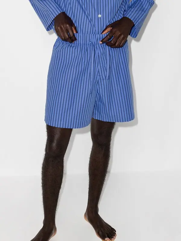TEKLA Striped Pajama Shorts - Blue