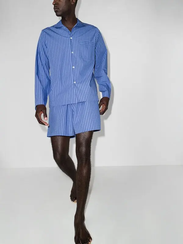 TEKLA Striped Pajama Shorts - Blue