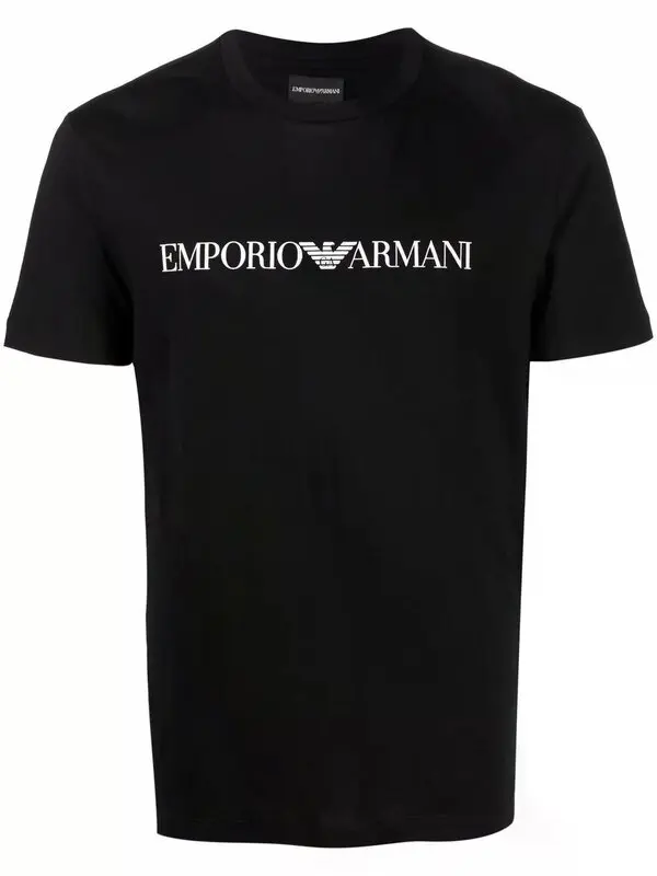 Emporio Armani Logo-print Cotton T-shirt - Black