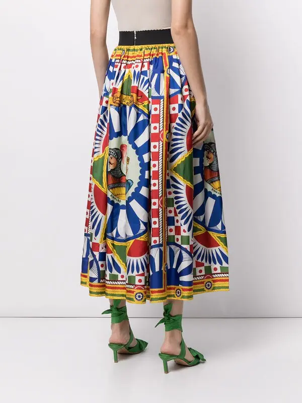 Dolce & Gabbana Carretto-print Twill Midi Skirt - Blue