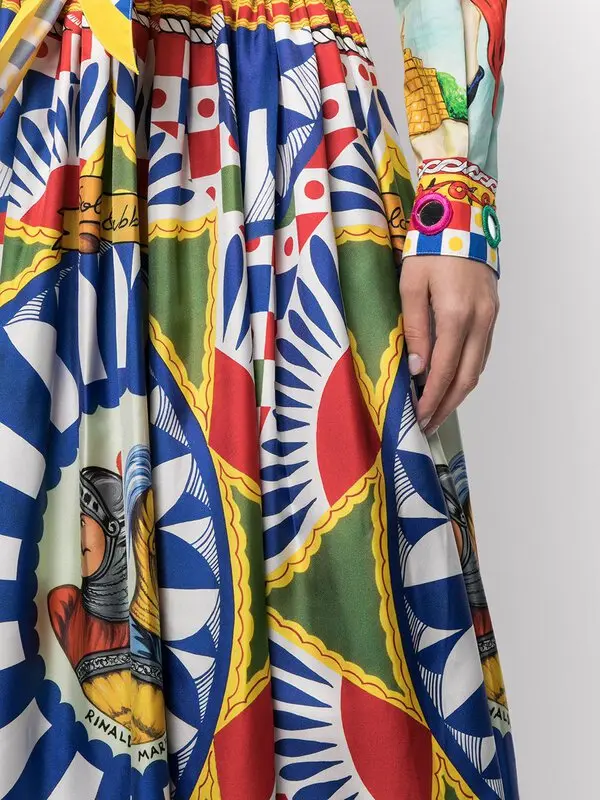 Dolce & Gabbana Carretto-print Twill Midi Skirt - Blue