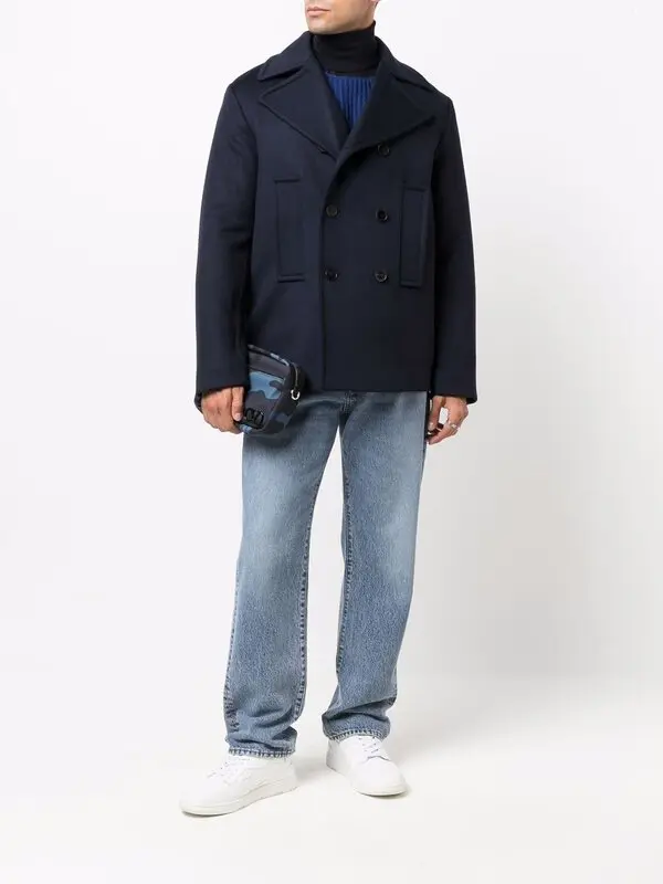 Valentino Garavani Ribbed-panel Double-breasted Coat