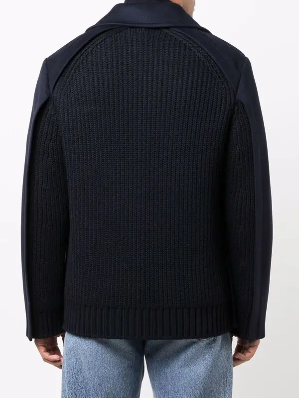 Valentino Garavani Ribbed-panel Double-breasted Coat