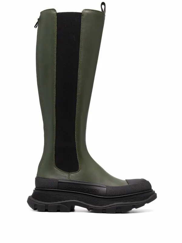 Alexander McQueen Tread Slick Leather Mid-calf Boots