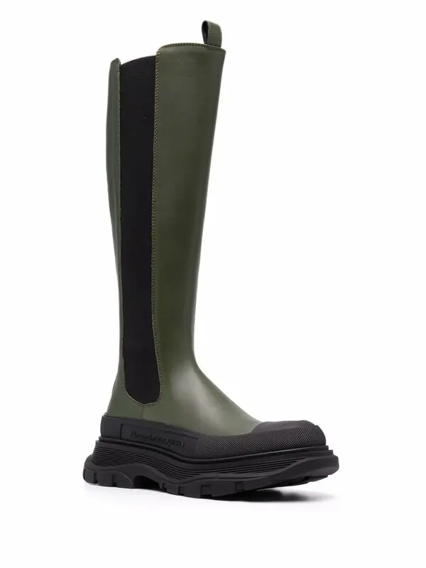 Alexander McQueen Tread Slick Leather Mid-calf Boots