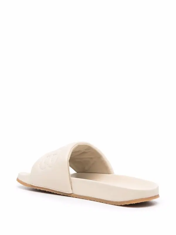 AMBUSH Logo-quilted Leather Slides - Neutrals