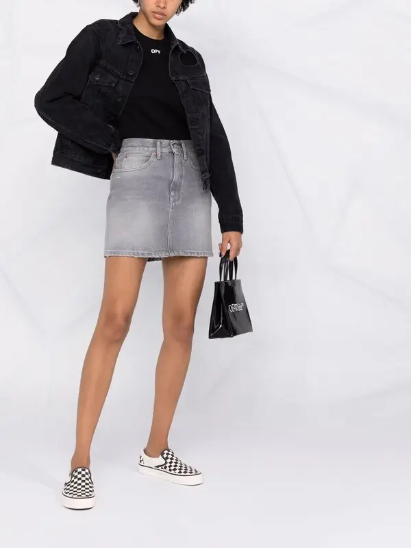Off-White Logo-print Denim Skirt - Grey
