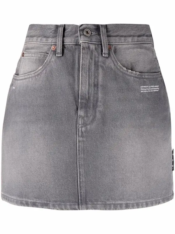 Off-White Logo-print Denim Skirt - Grey