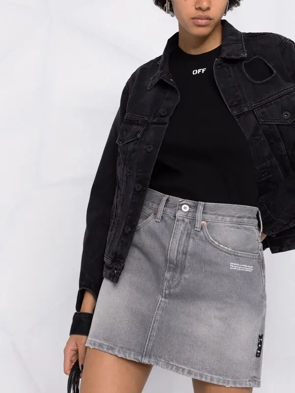 Off-White Logo-print Denim Skirt - Grey