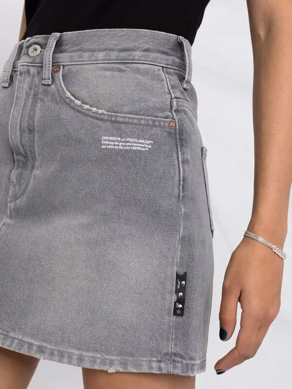 Off-White Logo-print Denim Skirt - Grey