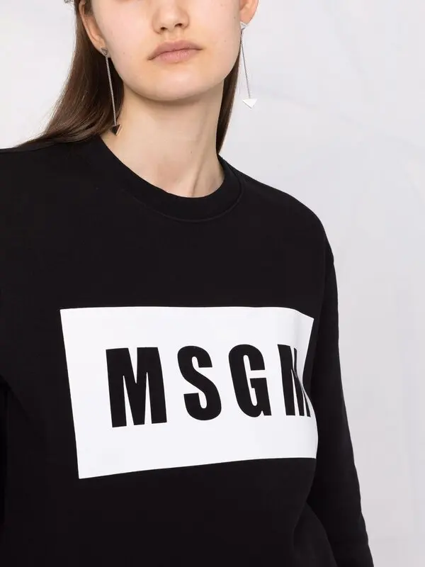 MSGM Logo-print Cotton Sweater - Black