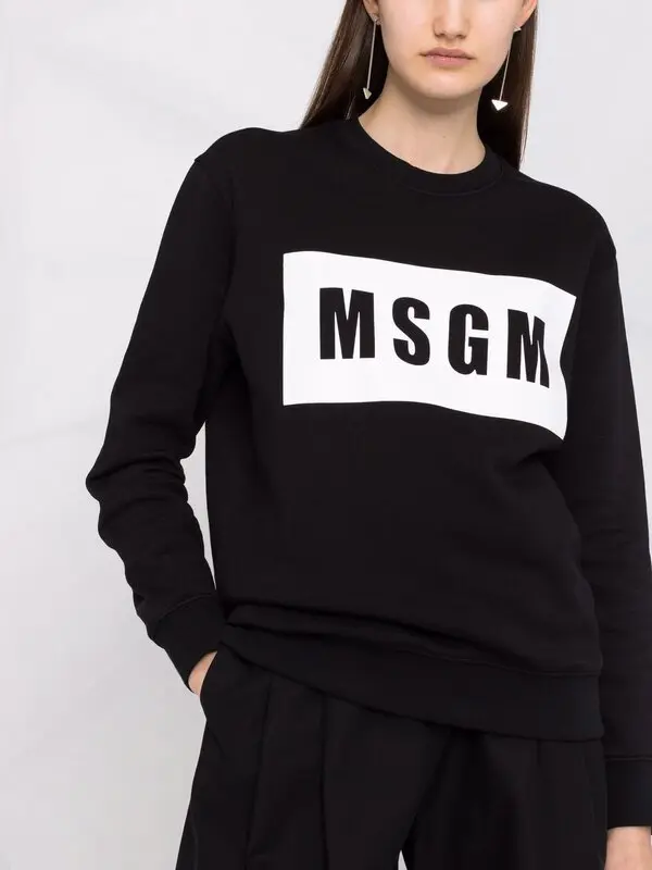 MSGM Logo-print Cotton Sweater - Black