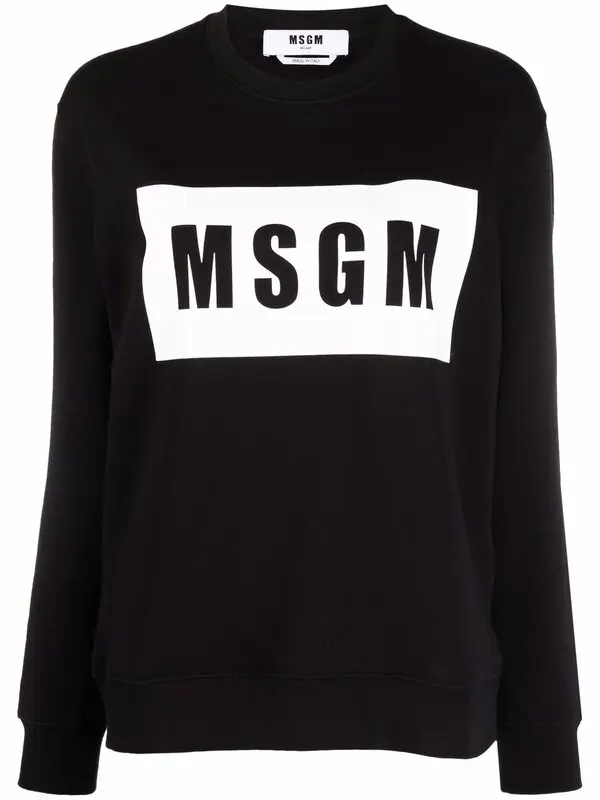 MSGM Logo-print Cotton Sweater - Black